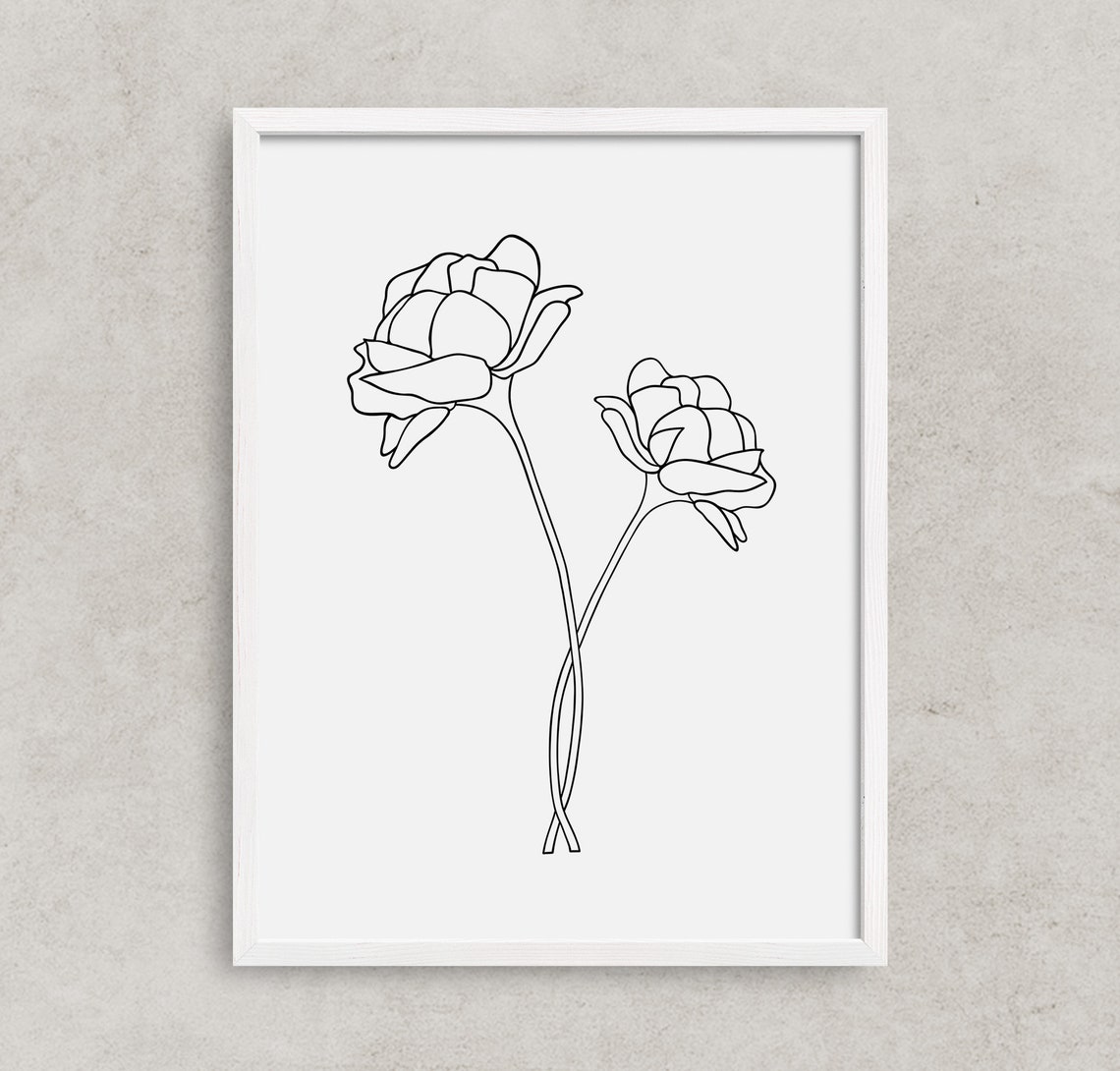Flower Art Print, Flower Illustration, Minimal Flower Print, Minimal ...