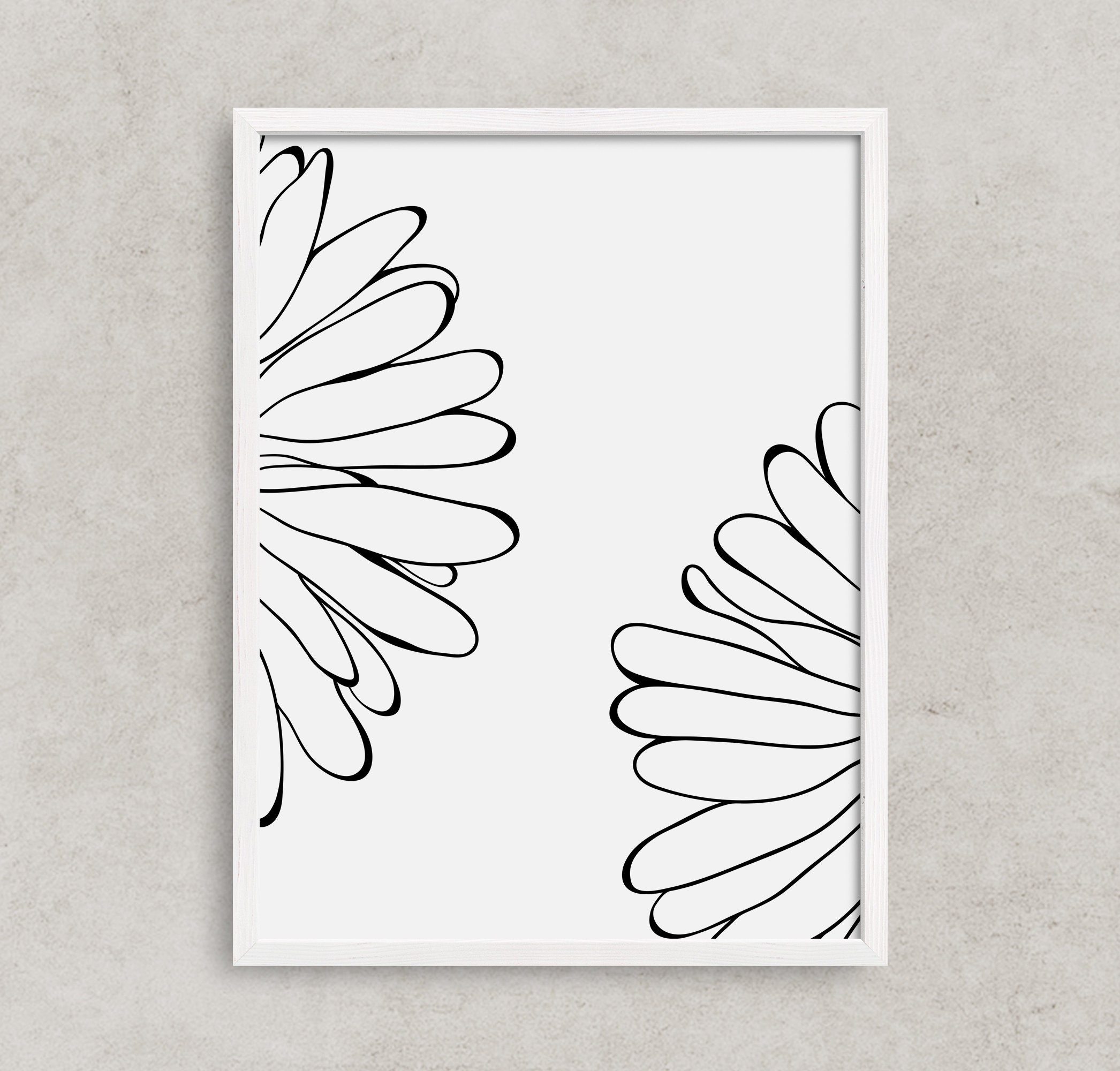 Minimal Flower Print Flower Drawing Flower Art Black and - Etsy