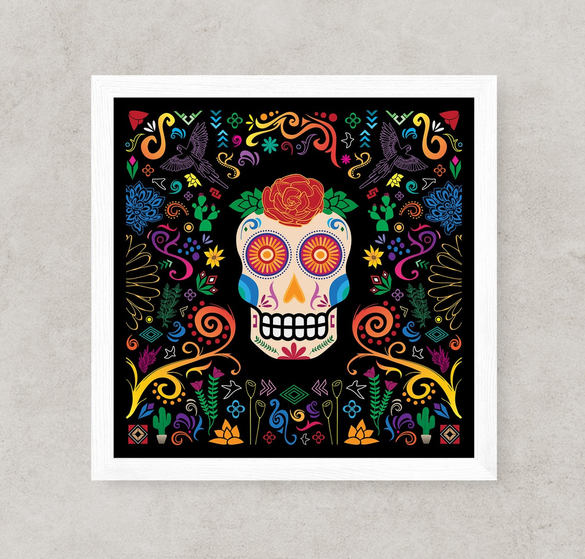 Dia De Los Muertos Wall Art, Day of the Dead Print, Dia De Los Muertos ...