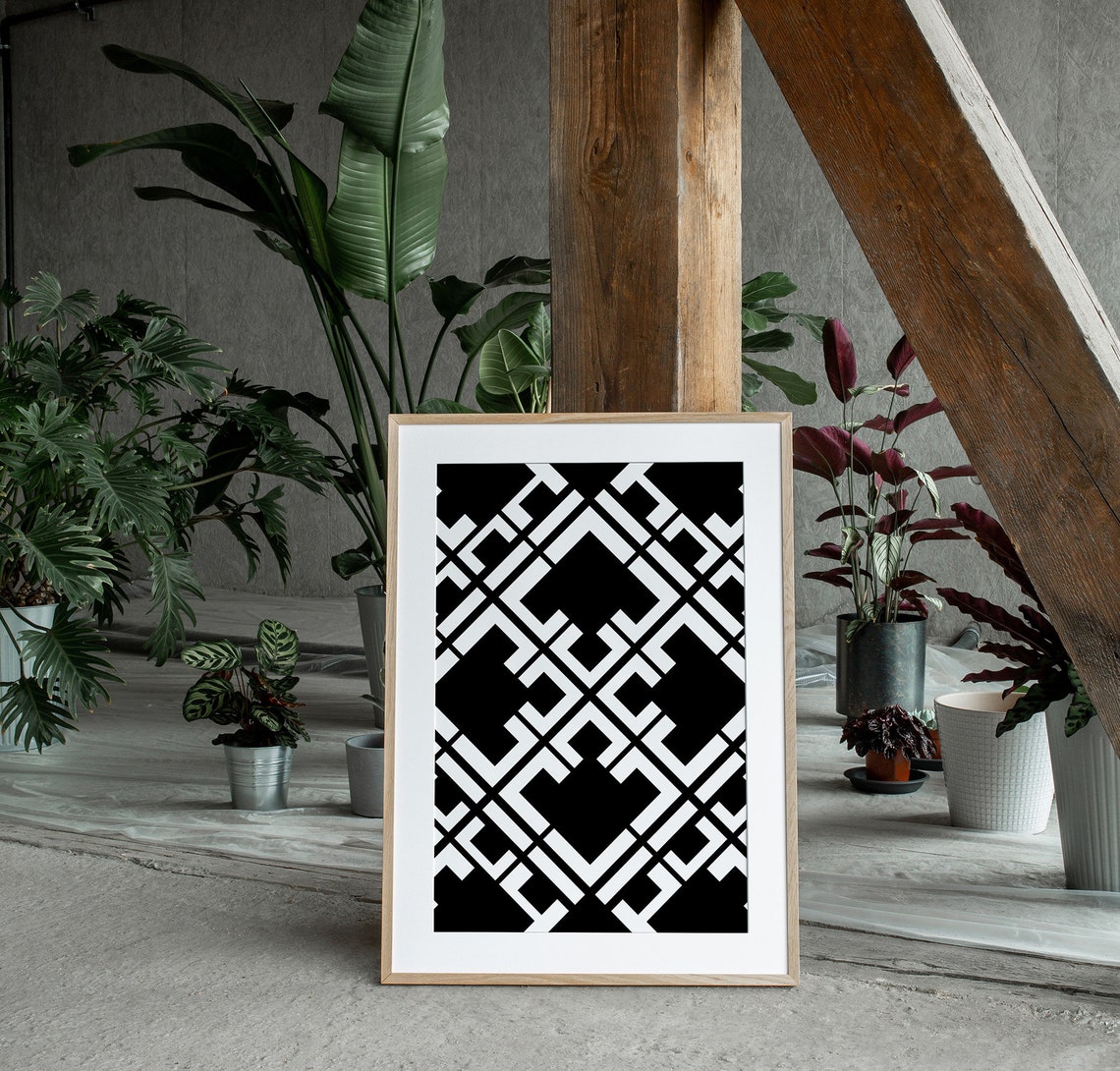 Black and White Geometric Art Geometric Wall Art Tile Art - Etsy