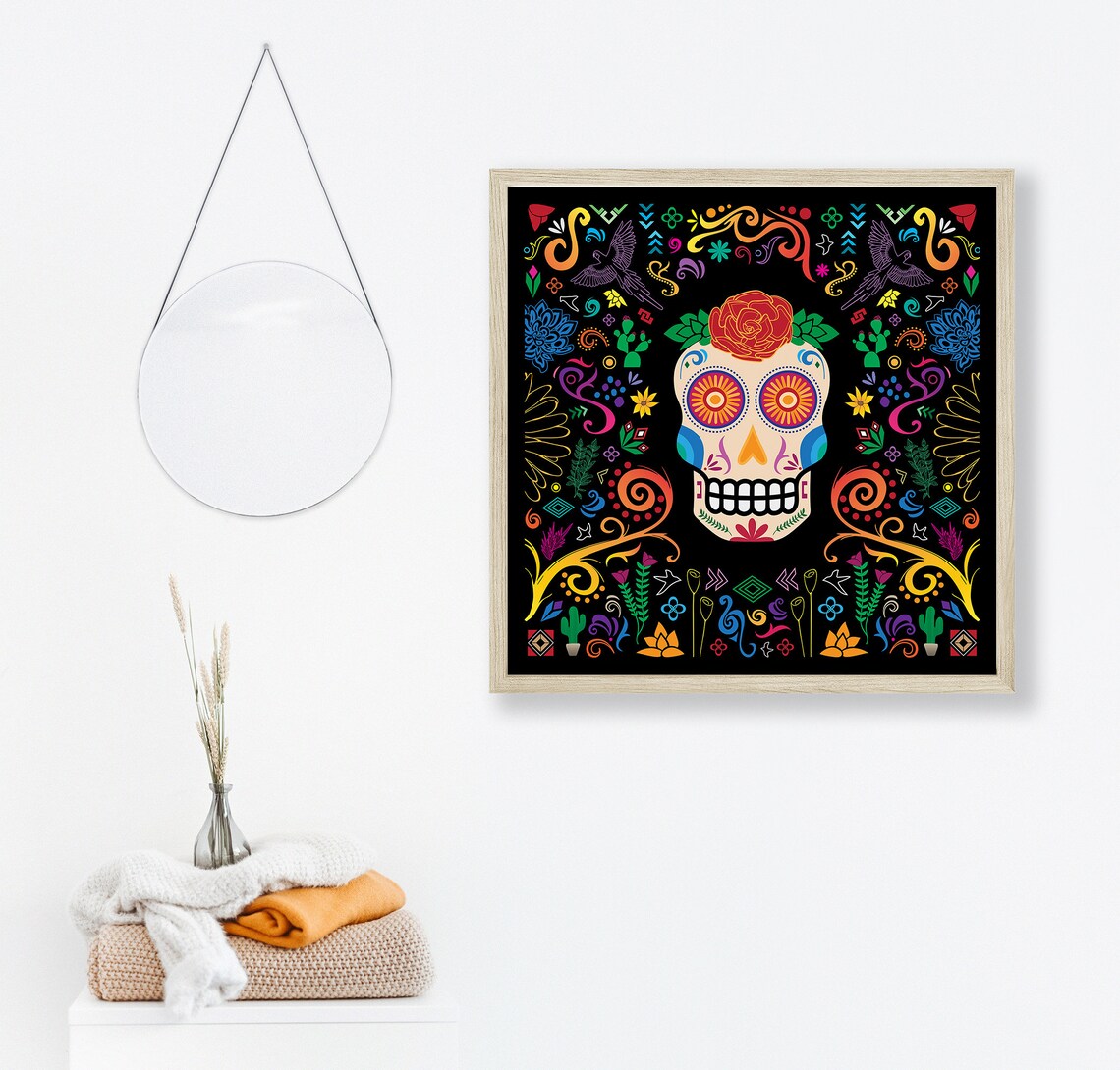 Dia De Los Muertos Wall Art, Day of the Dead Print, Dia De Los Muertos ...