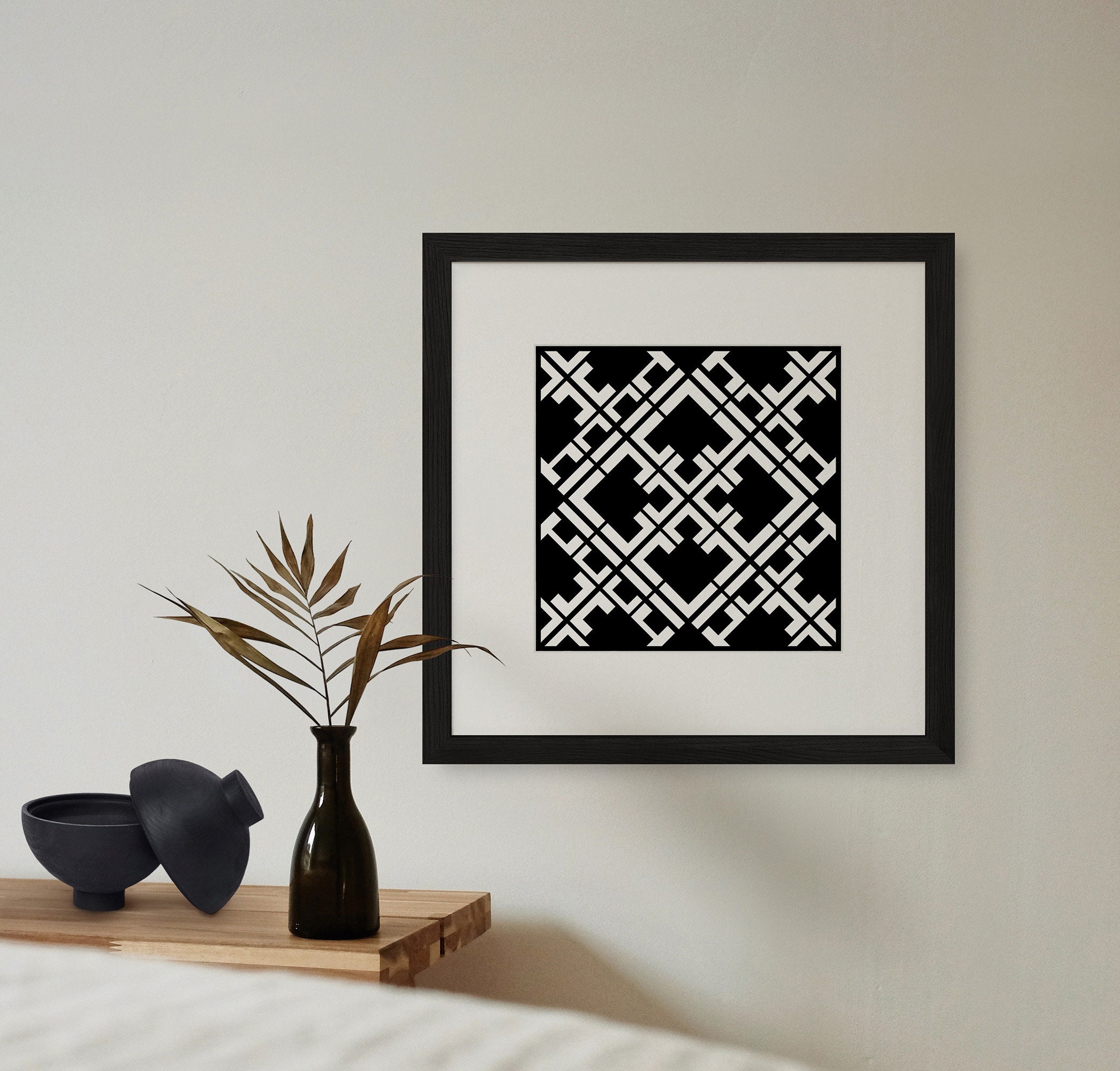 Black and White Geometric Art Geometric Wall Art Tile Art - Etsy