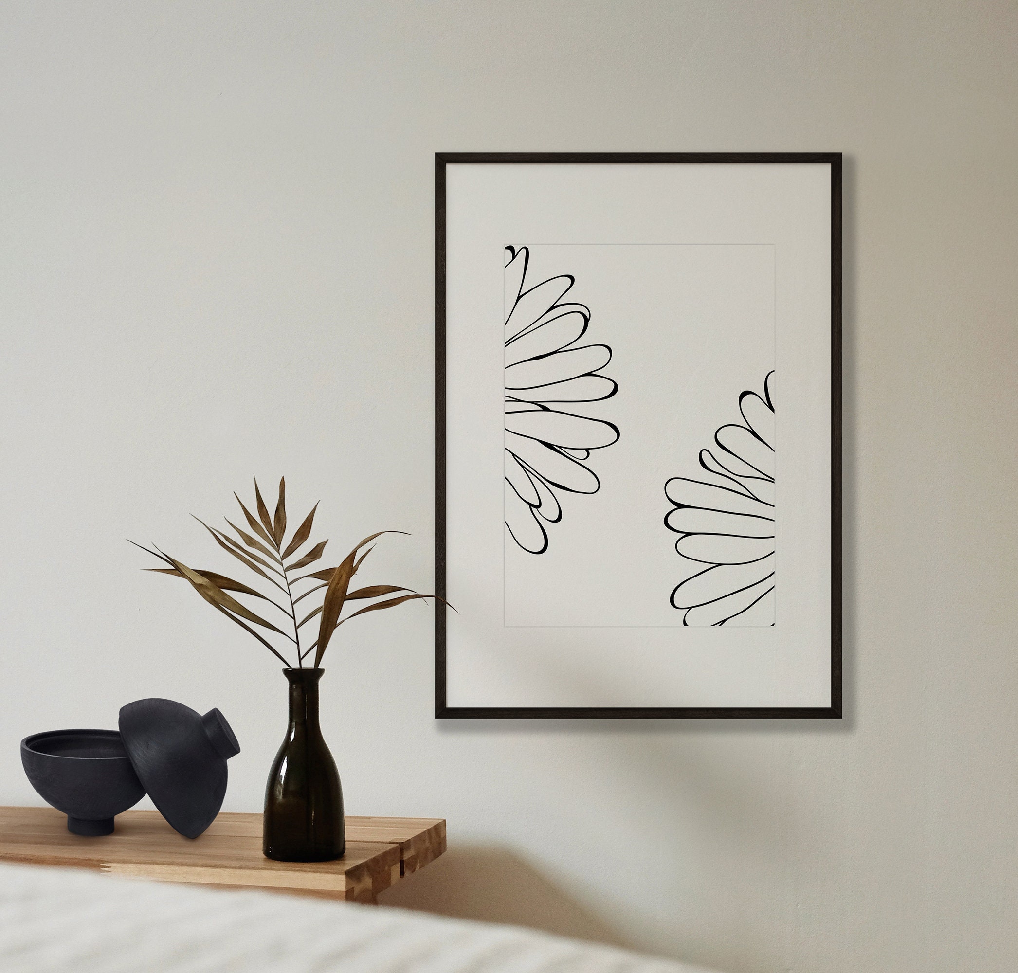 Minimal Flower Print Flower Drawing Flower Art Black and - Etsy