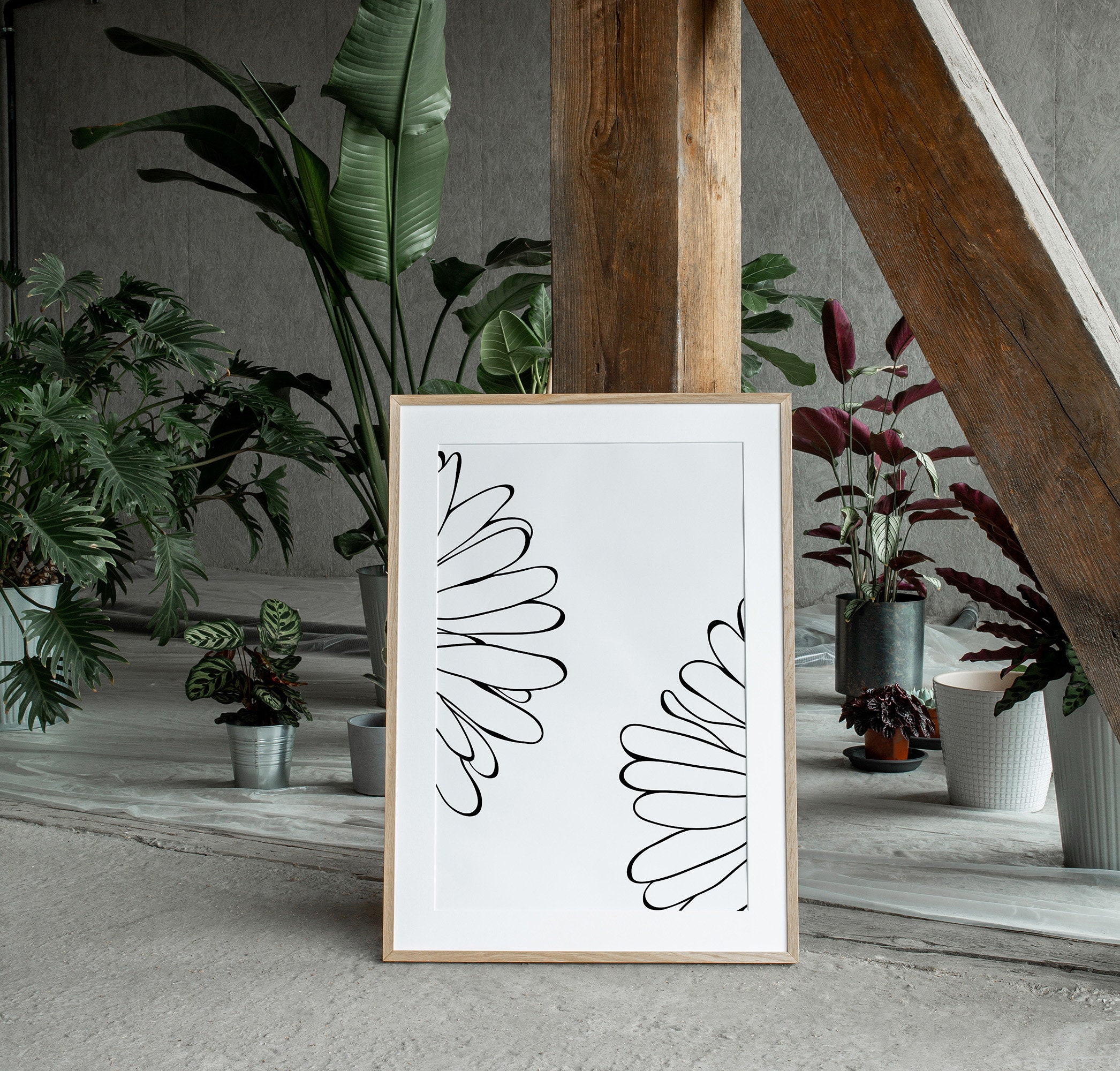 Minimal Flower Print Flower Drawing Flower Art Black and - Etsy