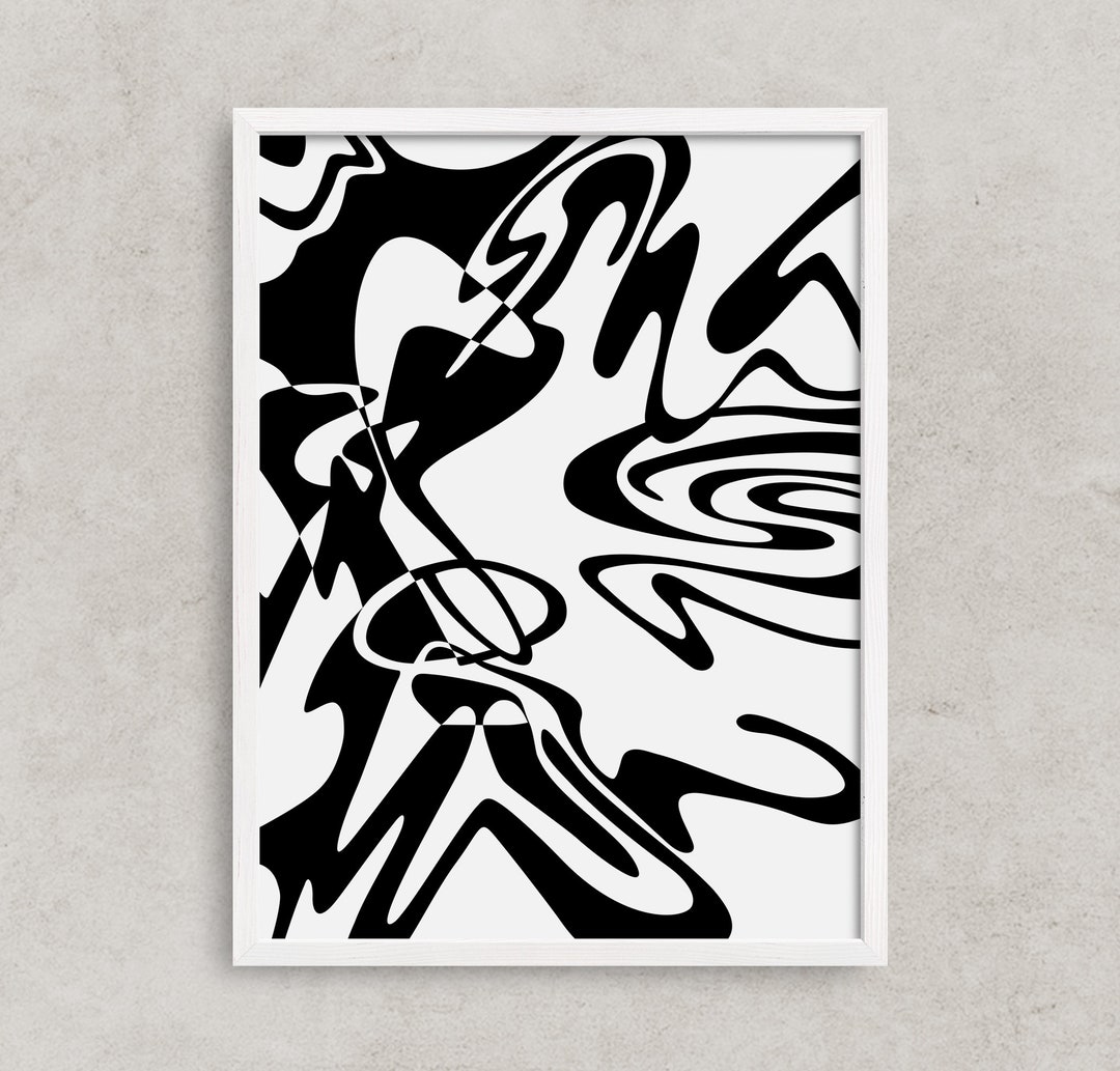 Modern Retro Art Print Abstract Swirl Artwork 70s Wall Art - Etsy