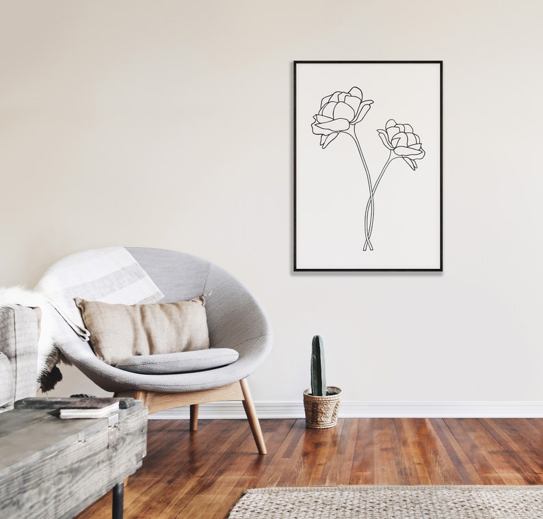 Flower Art Print, Flower Illustration, Minimal Flower Print, Minimal ...