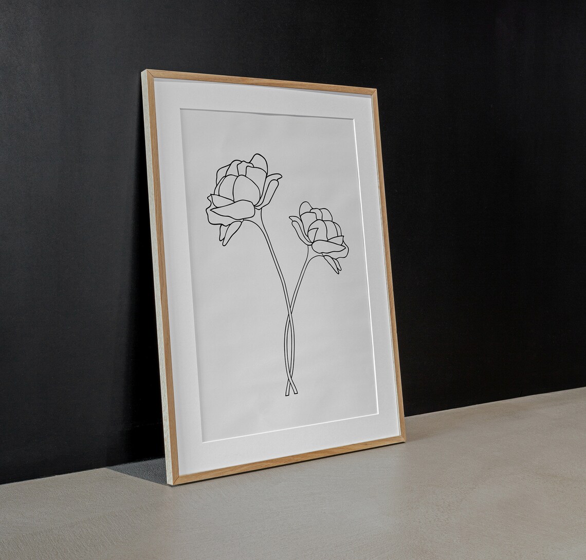 Flower Art Print, Flower Illustration, Minimal Flower Print, Minimal ...