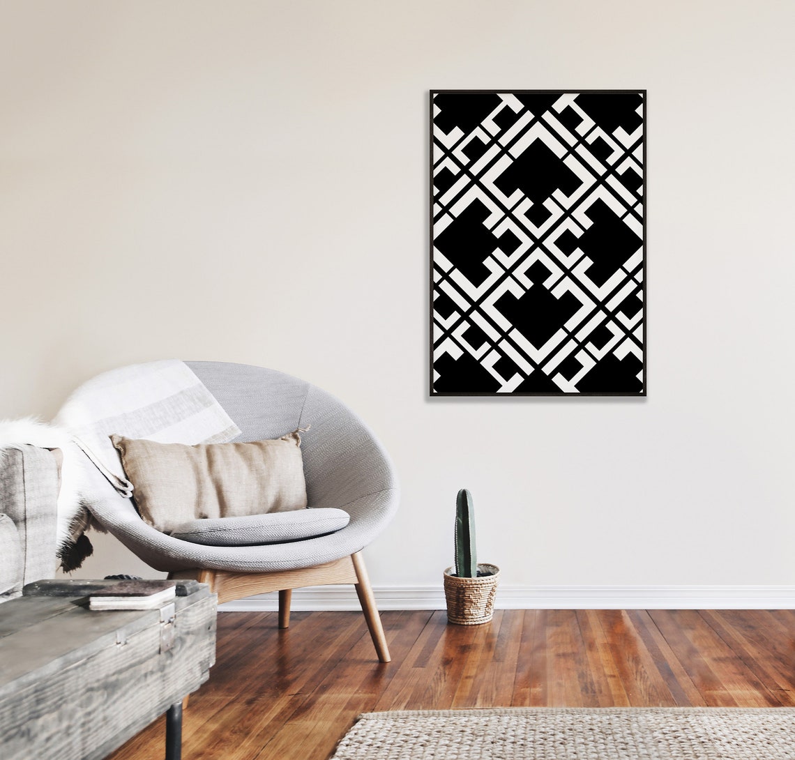 Black and White Geometric Art Geometric Wall Art Tile Art - Etsy