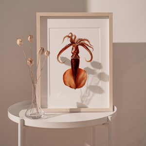 Squid Print Vintage Squid Print Squid Wall Art Nautical | Etsy