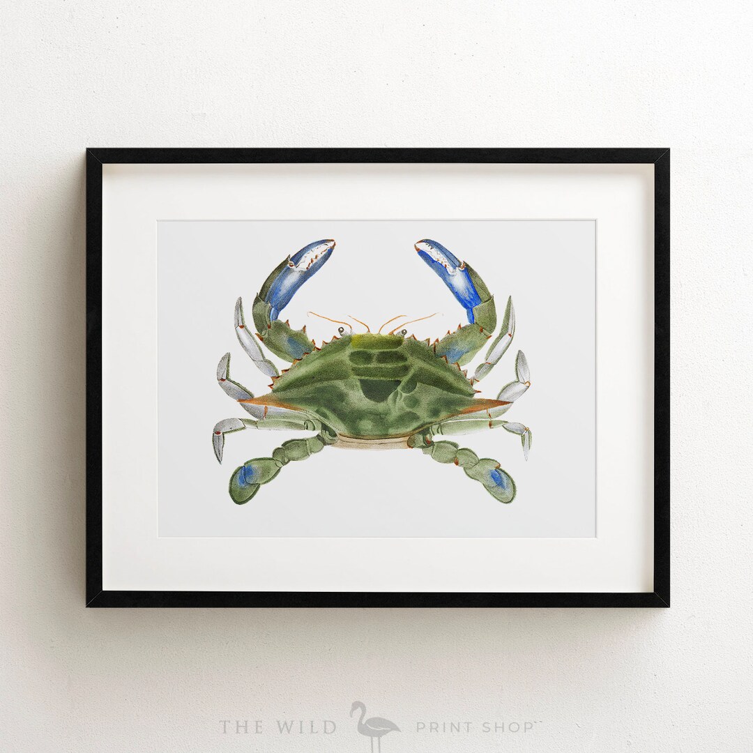 Crab Print, Vintage Crab Print, Crab Wall Art, Nautical Print, Unframed ...