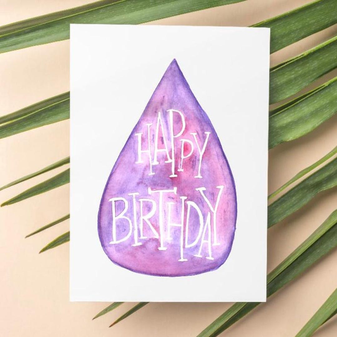 Prince Purple Rain Birthday Card – Watercolor Raindrop Art – Music ...