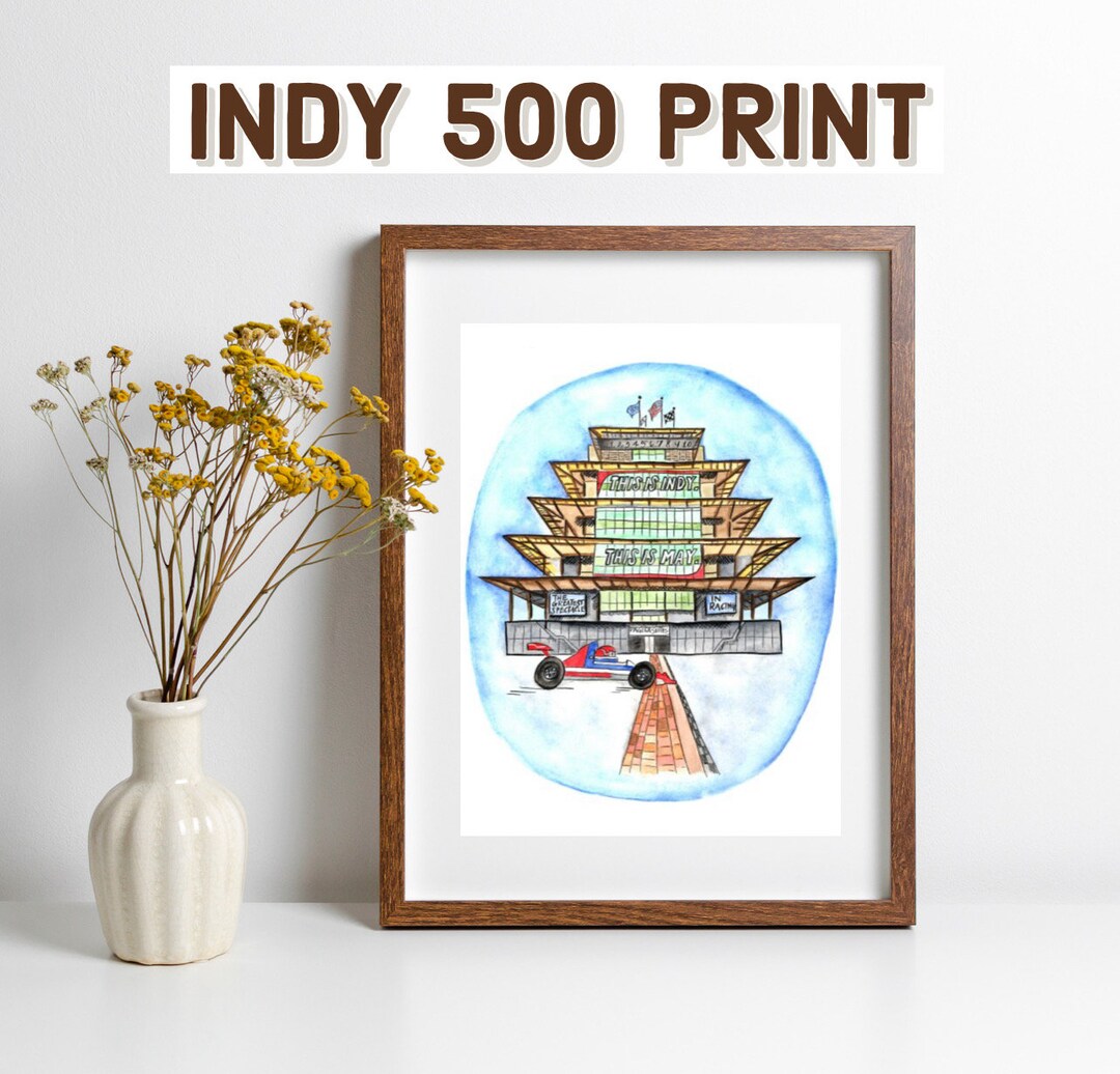 Indy 500 Watercolor Art Print – Indianapolis Pagoda and Indycar - Etsy