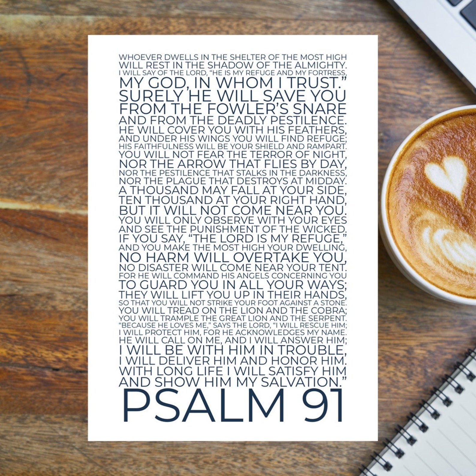 Psalm 91 Print - 5x7 Bible Verse Wall Art for Sympathy, Prayers, and ...