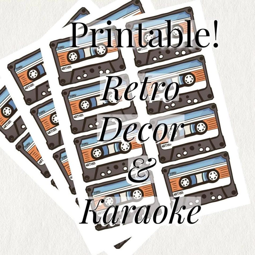 8 Vintage Cassette Tape Printables - Digital Download for Karaoke DJ ...