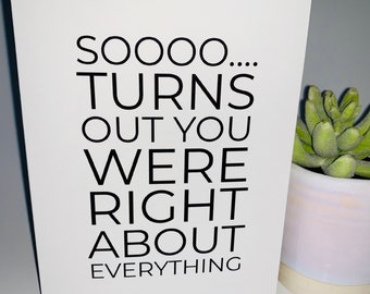 You Were Right Card | Etsy