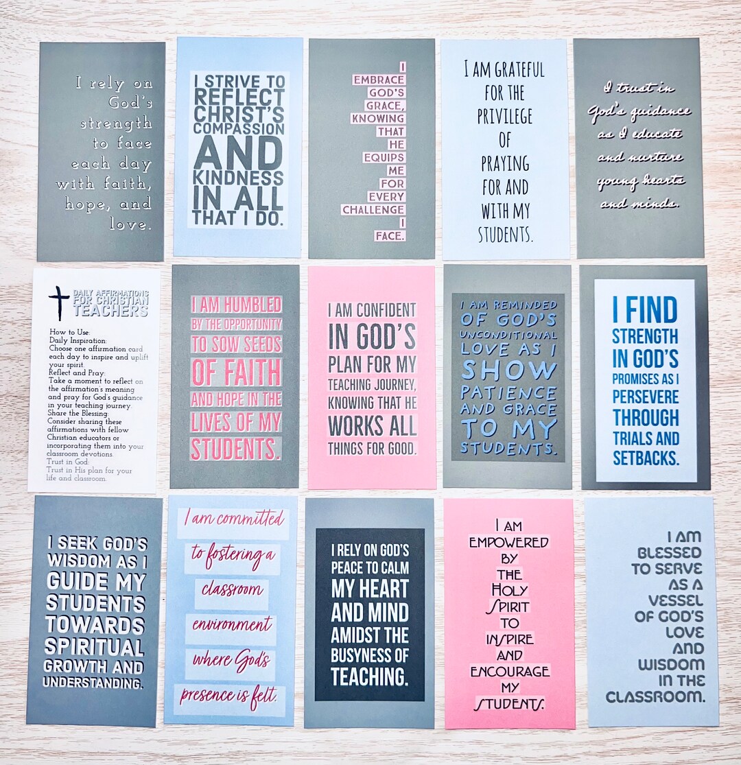 Christian Teacher Affirmation Cards: Faith-based Gift - Etsy