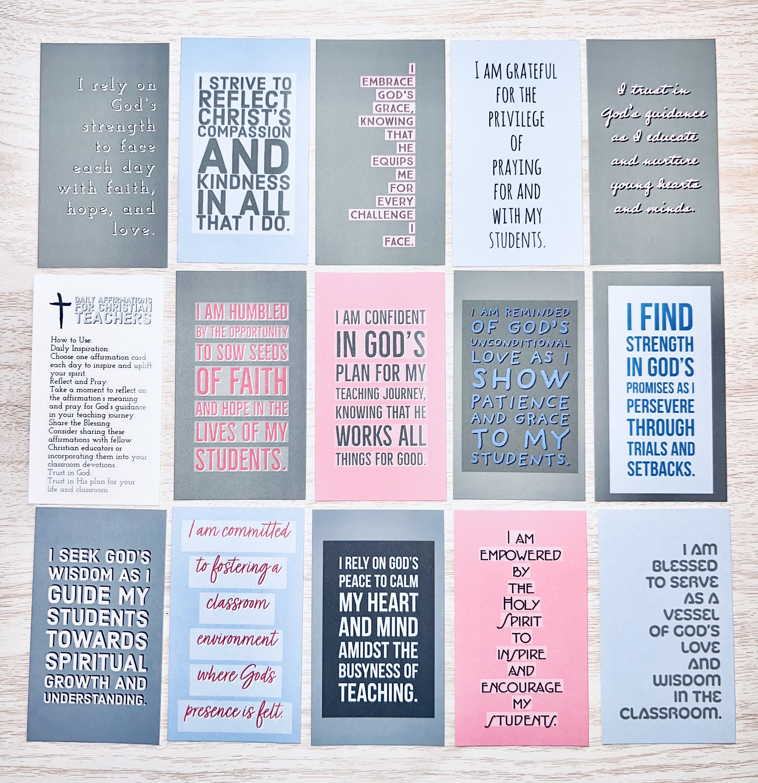 Christian Teacher Affirmation Cards: Faith-based Gift - Etsy