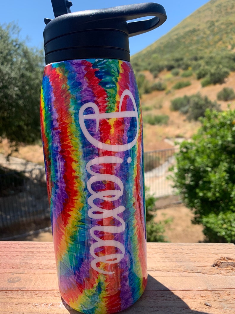 VW Tie-dye Custom Hand Painted Epoxy Water Bottle. Stainless - Etsy