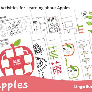 Apple Activity Printable | Fall Chinese Worksheets for Kids | Chinese ...