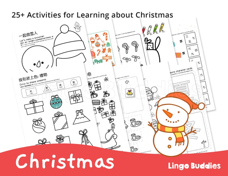 Chinese English Christmas Activity Book | Chinese Learning Activities ...