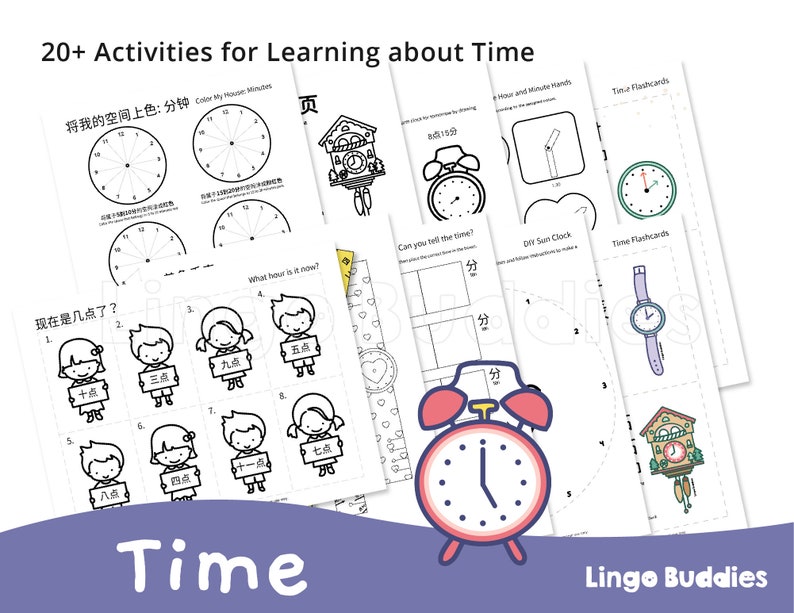 Chinese English Time Activity Book | Chinese Learning Activities for ...