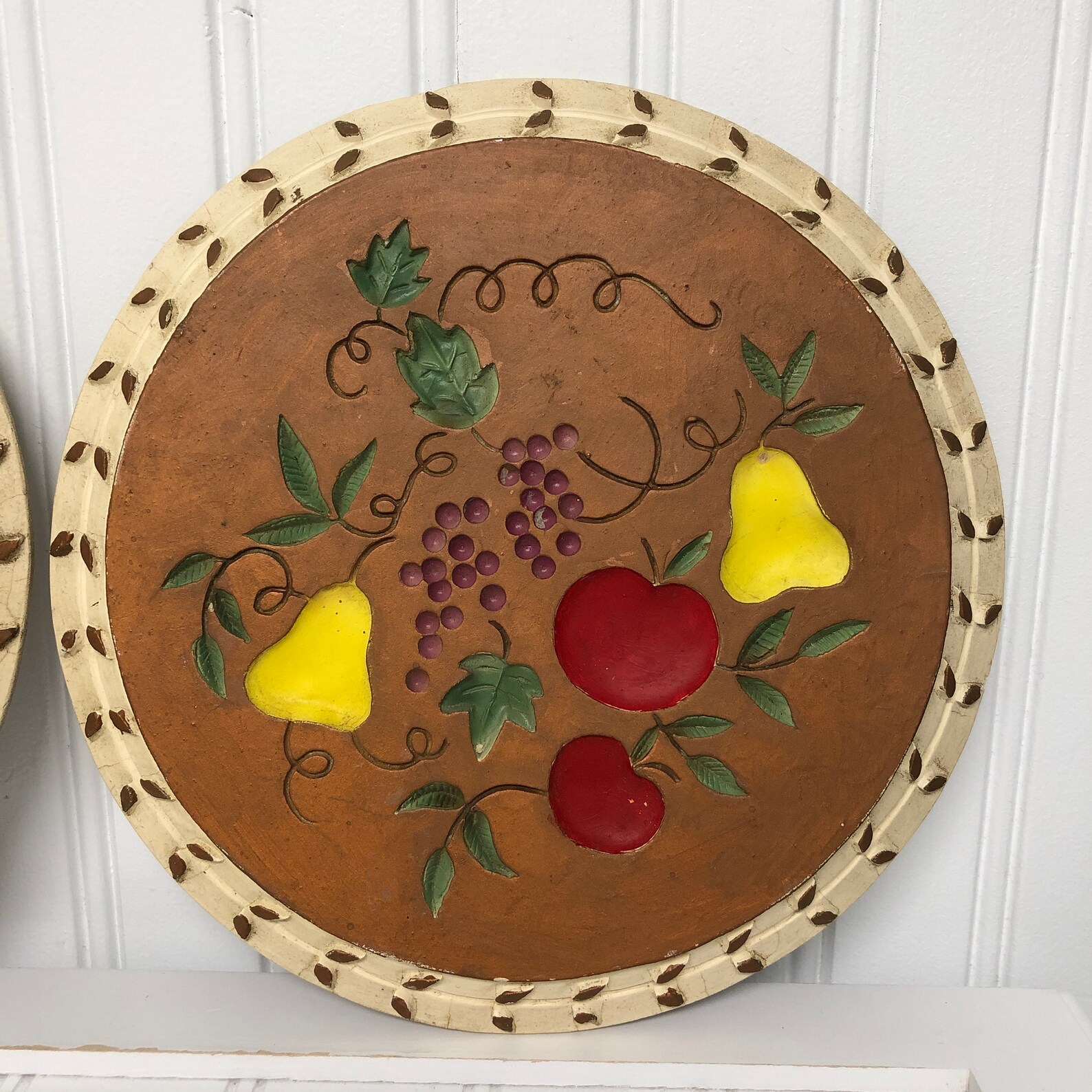 Pair of Vintage Devonware Chalkware Fruit Plaques Hanging - Etsy