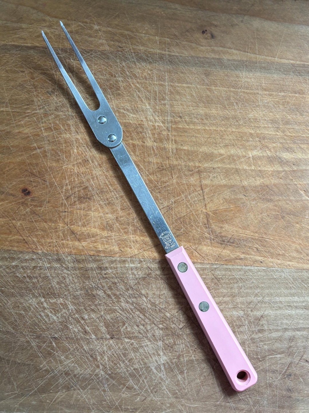 Vintage Ekco Forge Pink Handle Meat Fork, Carving Fork, Made in USA ...