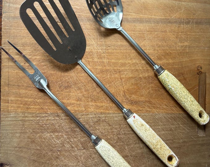 Vintage 3 Piece Set Ekco Chromium Plated Utensils, Made in USA, MCM ...
