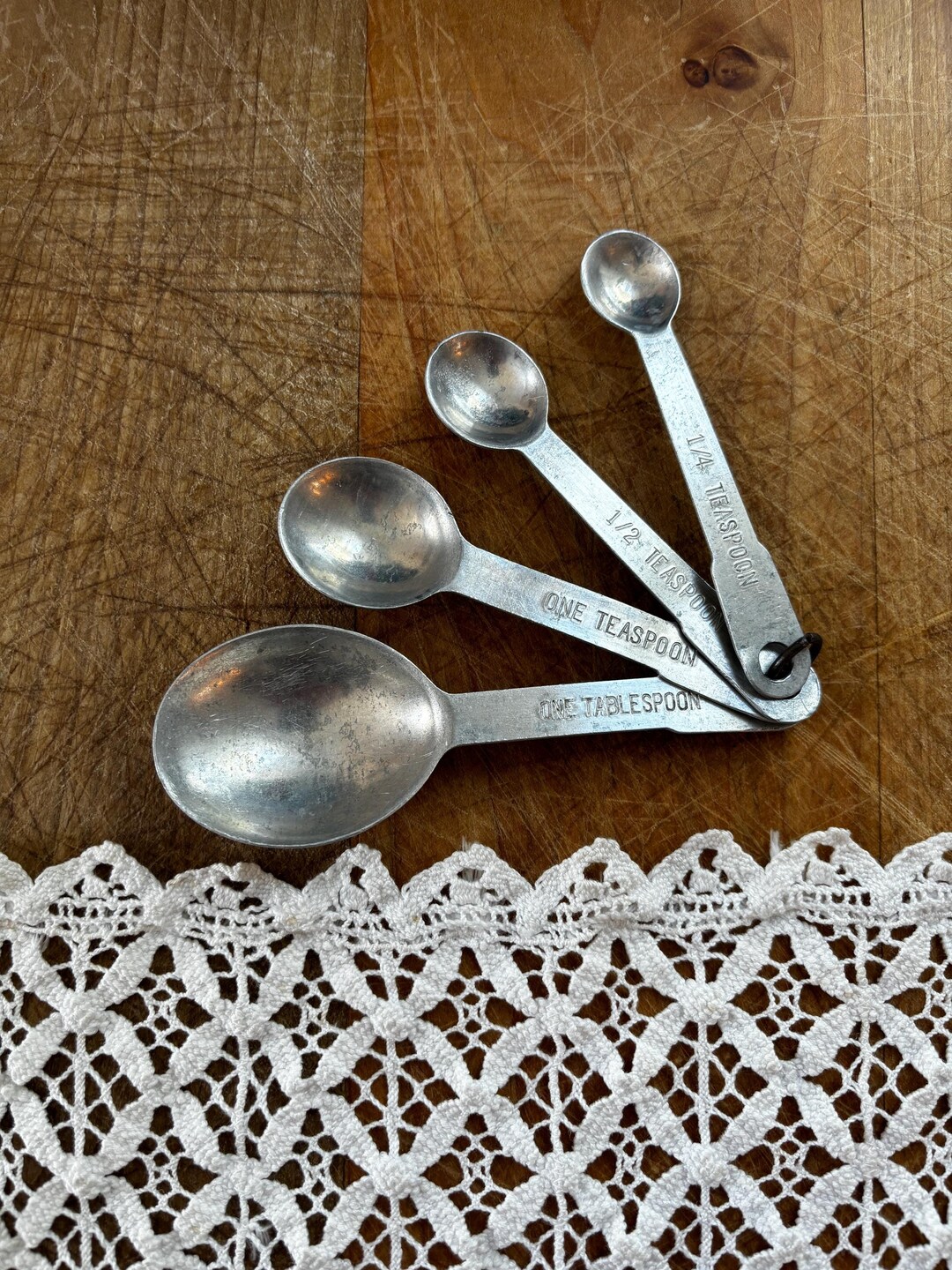 Vintage Aluminum Measuring Spoon Set, Nested Spoons, Farmhouse Kitchen ...