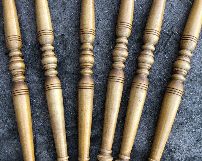Vintage Salvaged Solid Wood Spindles, Wood Turnings, 26.5", Set of 8 ...