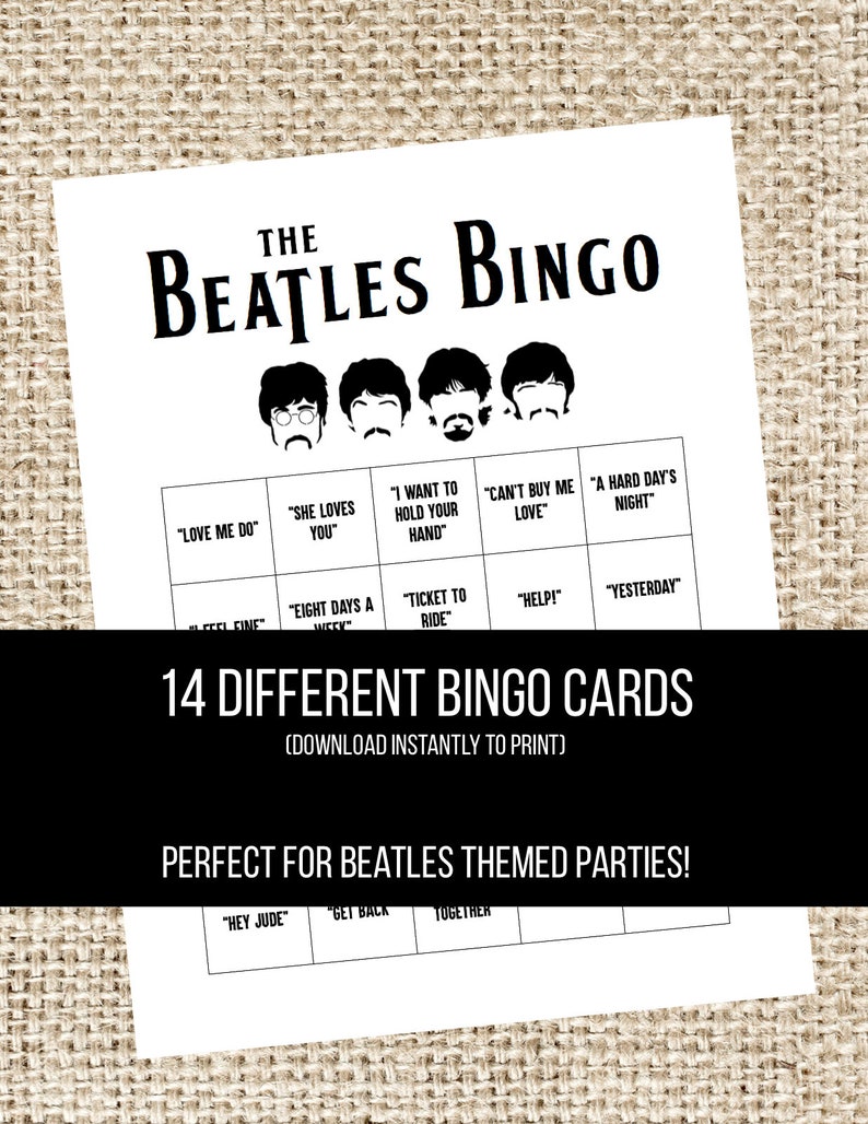 Beatles Bingo - Song Titles From Their "1" Album! Perfect for Beatles ...