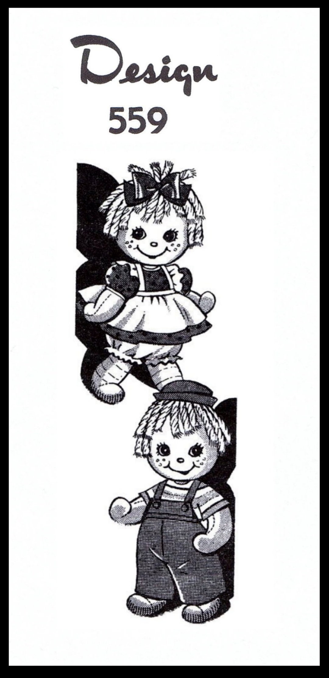 Lil Raggedy Ann & Andy Girl SOCK DOLL W/clothes Pattern 559 Design Mail ...