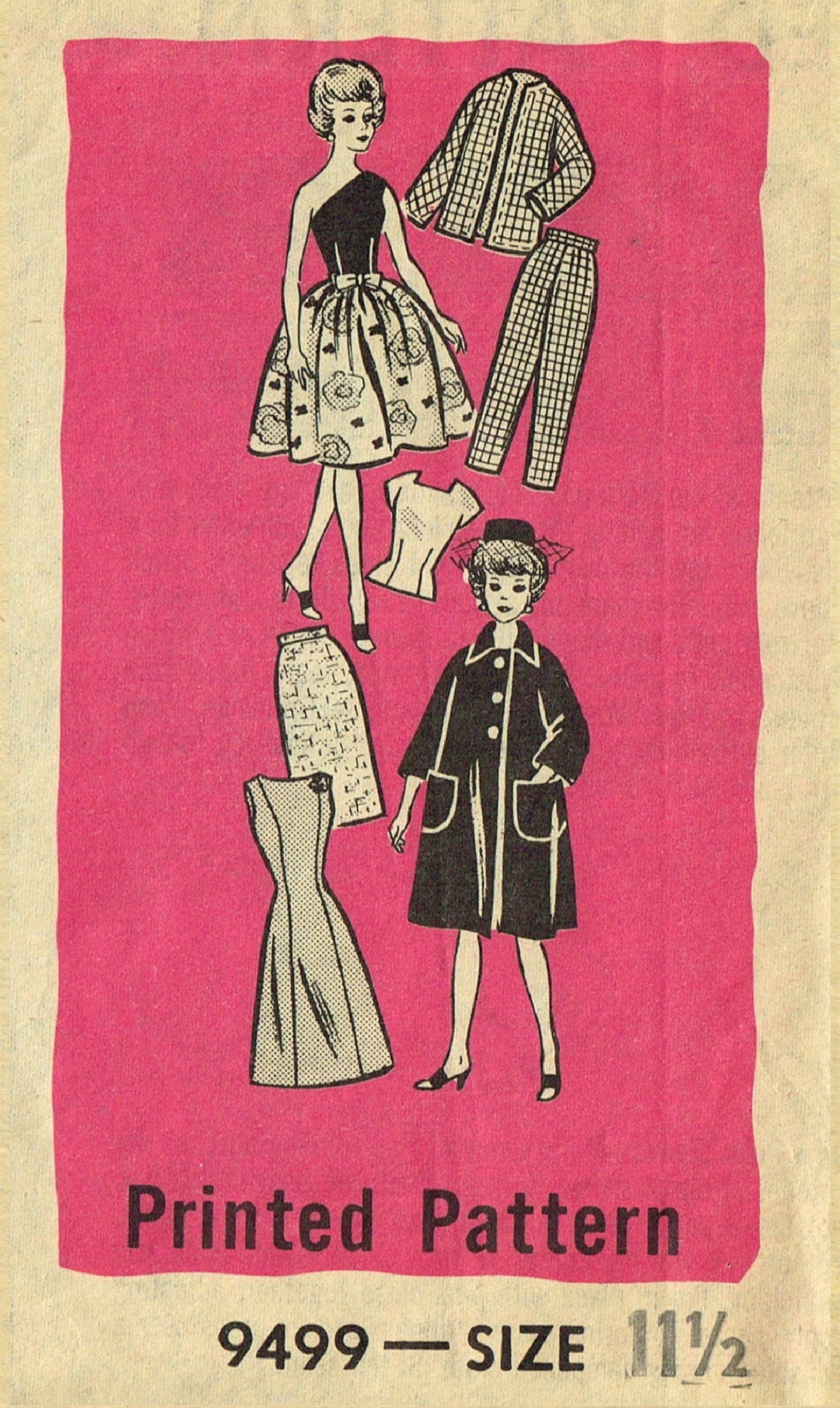 LETTER Doll Pattern Wardrobe Mail Order 9499 Pre-teen 11 1/2" Clothing ...