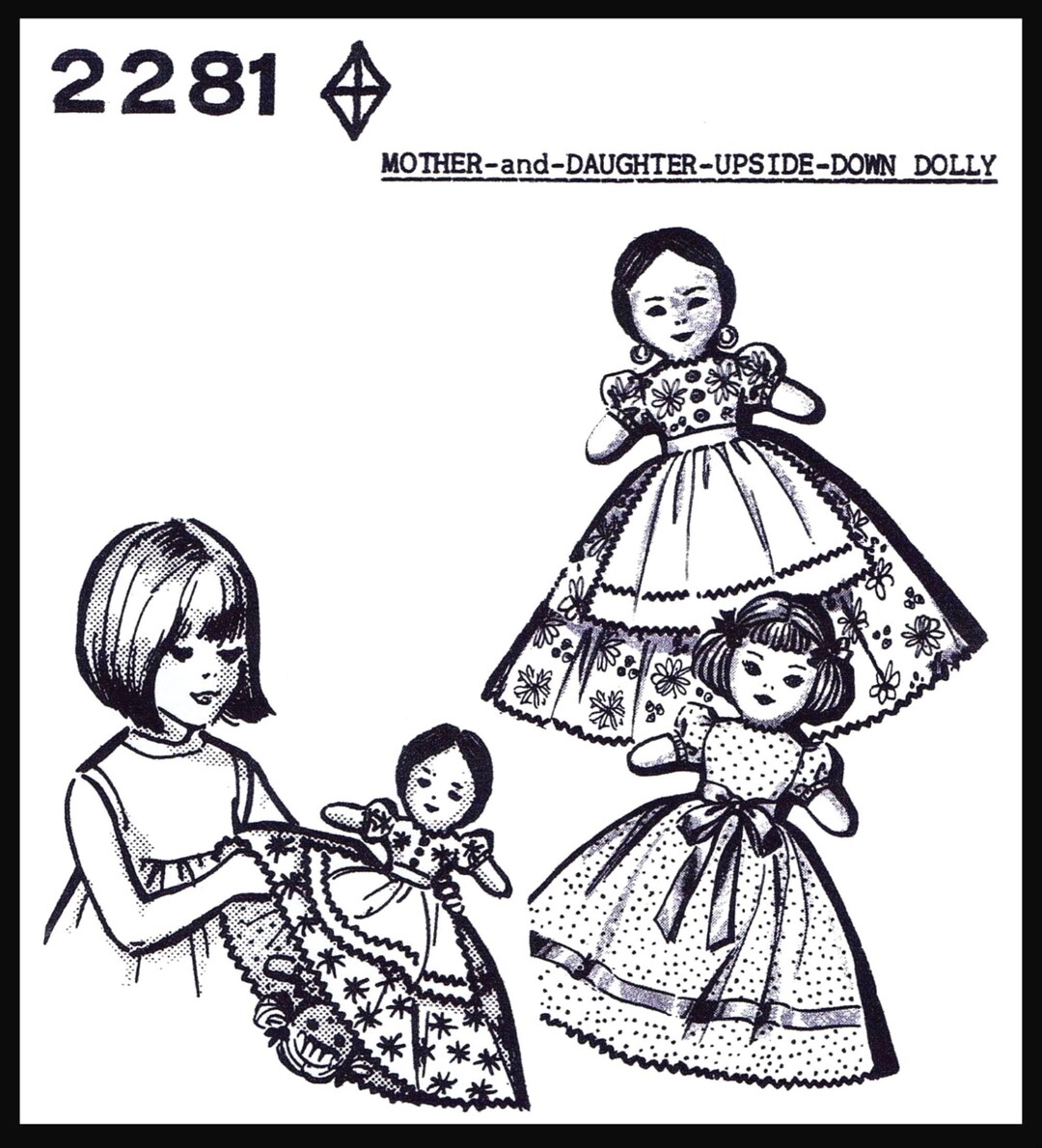 Girl Topsy Turvy Upside Down DOLL and Clothes Pattern 2281 Design Mail ...