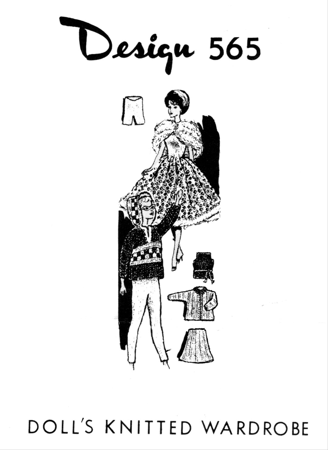 Letter DOLL Knitting Pattern Mail Order 565 11.5" Clothes Knit Knitted ...