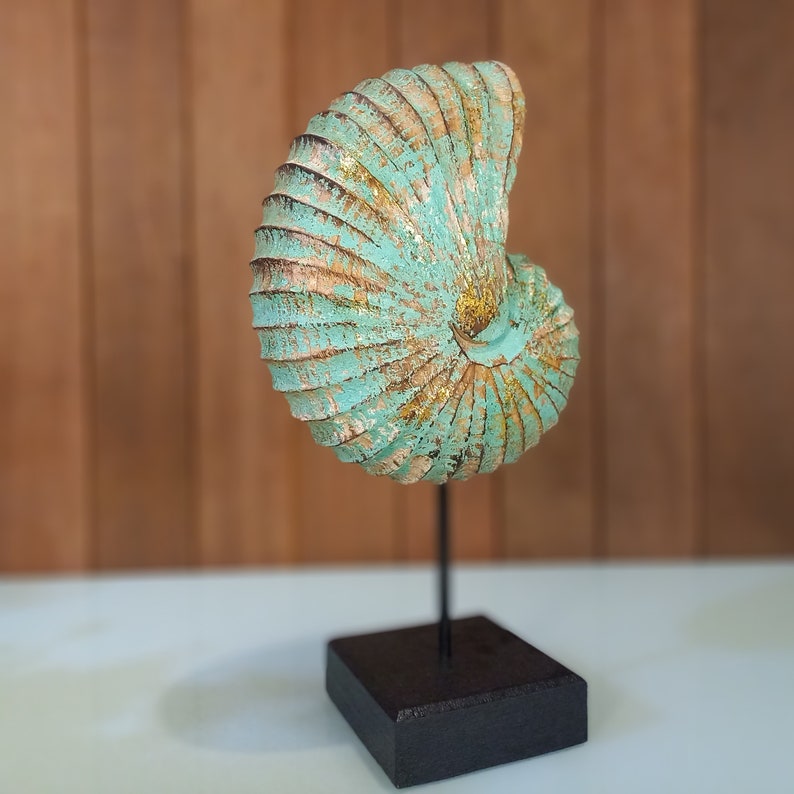 Wooden Sea Shell Sculpture, Wood Art, Wood Carving Statue, Nautical ...