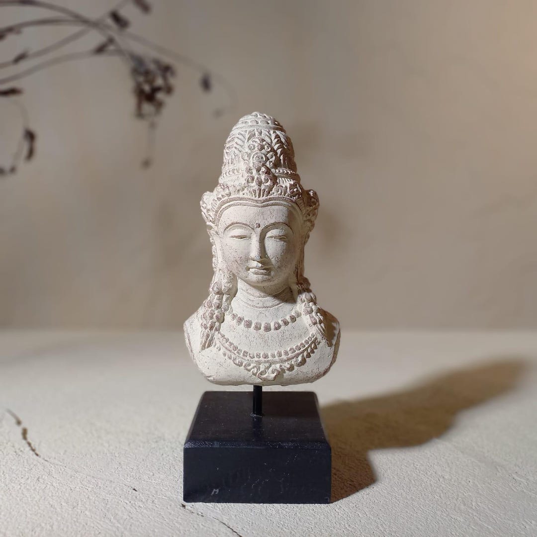 Goddess Parvati Hand Carved Stone Statue on Stand Bali Folk Carving ...