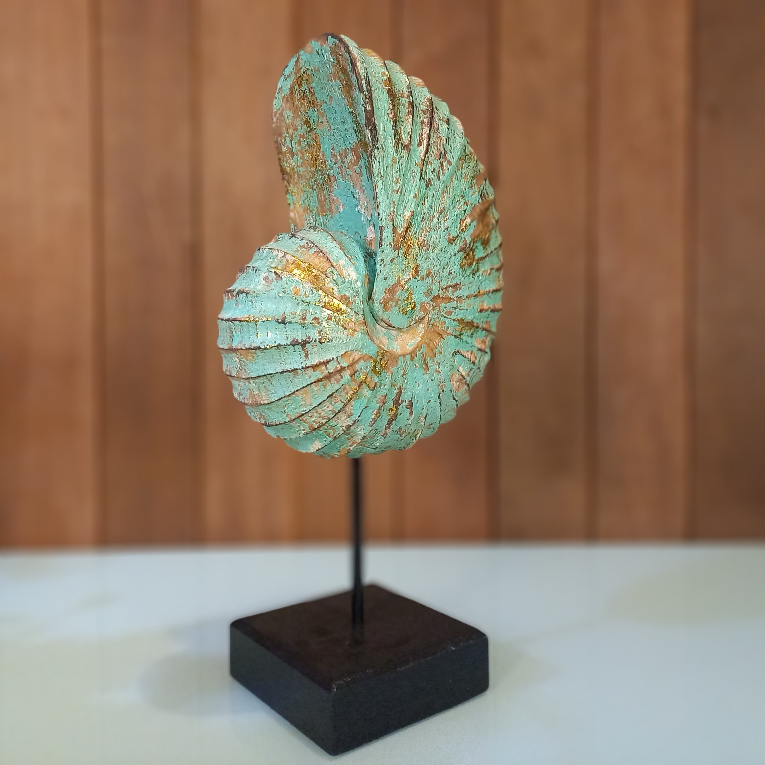 Wooden Sea Shell Sculpture, Wood Art, Wood Carving Statue, Nautical ...