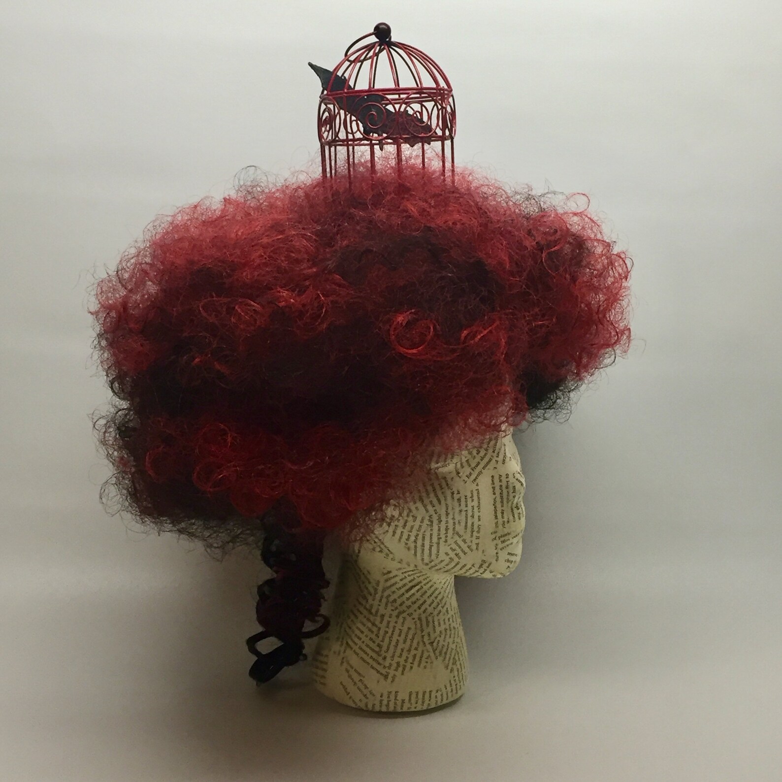 Rococo Vampire Bride Victorian Red Black Gothic Bridal Cage Bat Wig ...