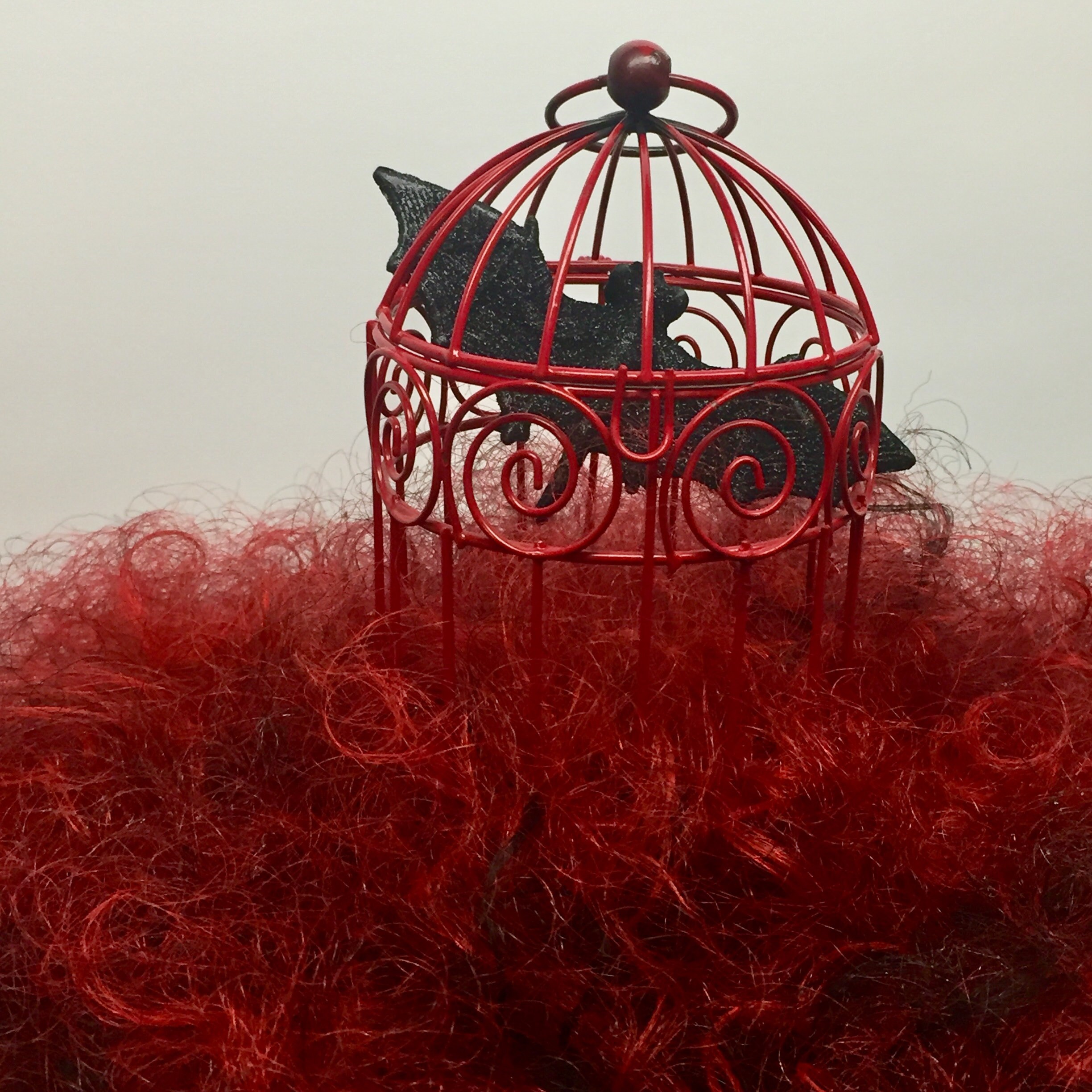 Rococo Vampire Bride Victorian Red Black Gothic Bridal Cage Bat Wig ...