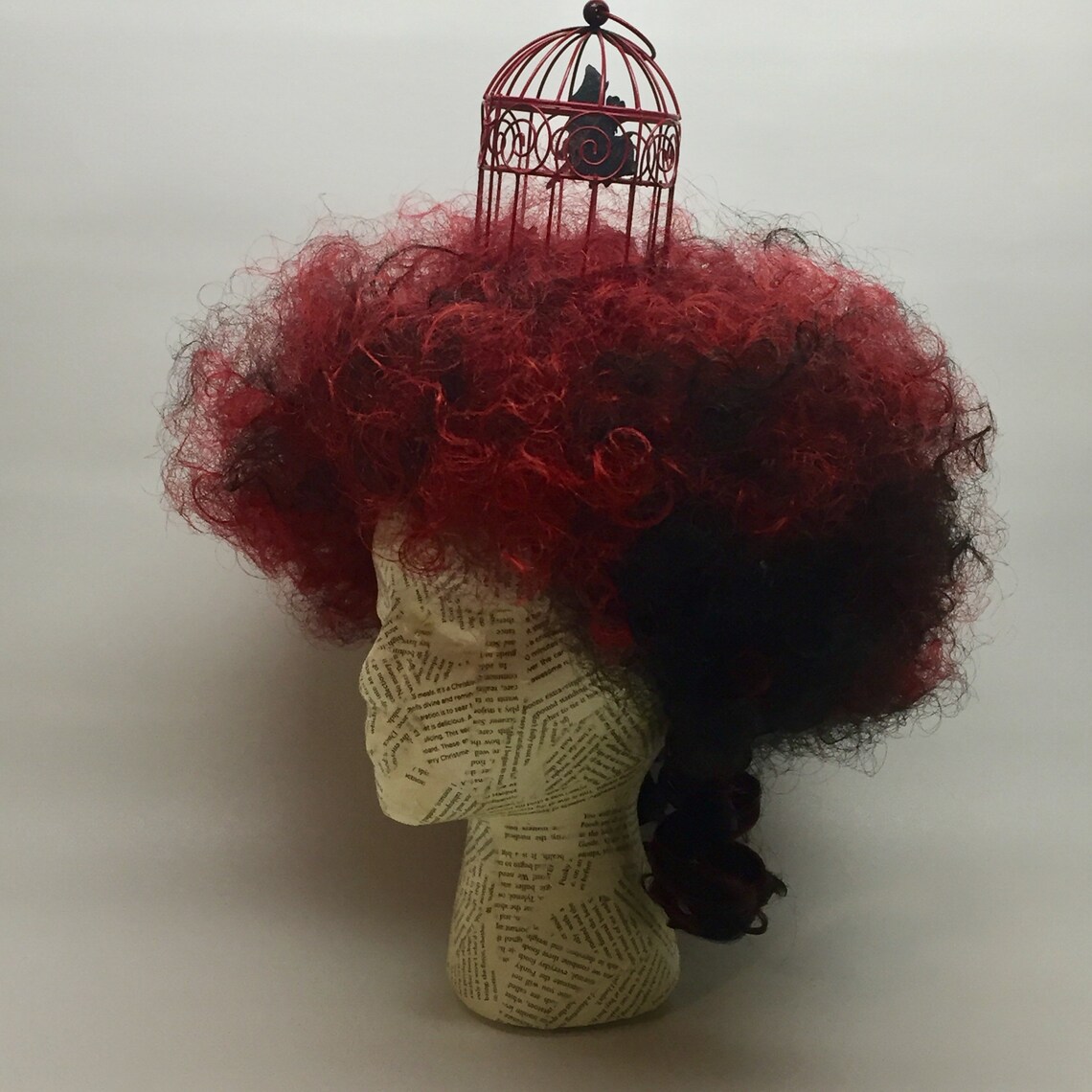 Rococo Vampire Bride Victorian Red Black Gothic Bridal Cage Bat Wig ...