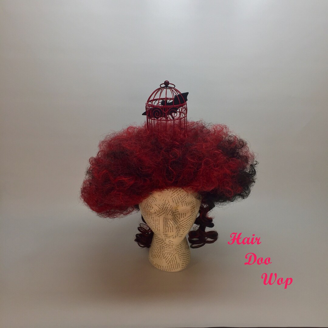 Rococo Vampire Bride Victorian Red Black Gothic Bridal Cage Bat Wig ...