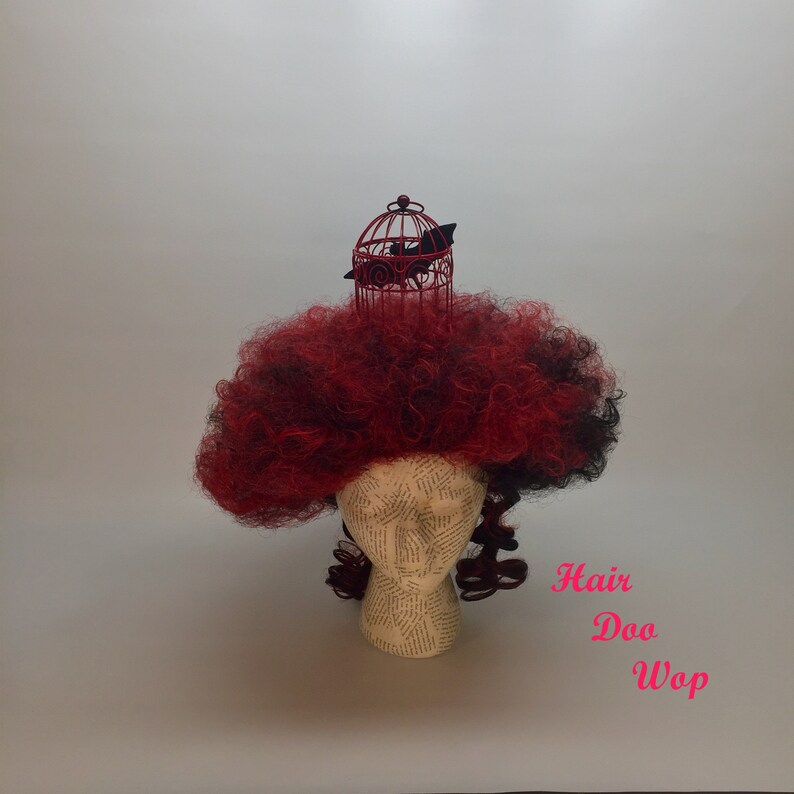 Rococo Vampire Bride Victorian Red Black Gothic Bridal Cage Bat Wig ...