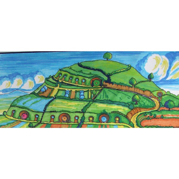 Hobbiton Stained Glass Pattern / Tolkien Artwork / Hobbiton-across the ...