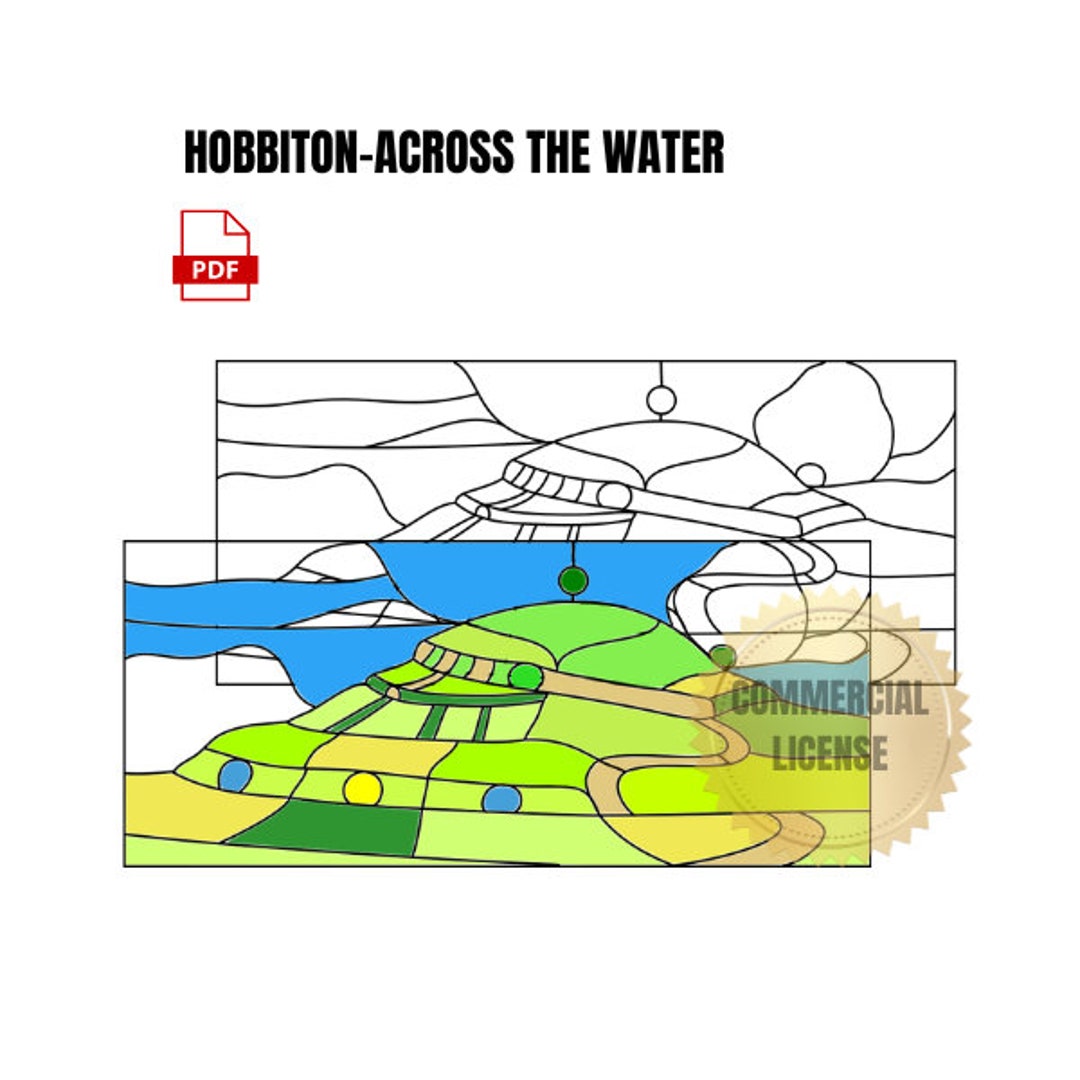 Hobbiton Stained Glass Pattern / Tolkien Artwork / Hobbiton-across the ...