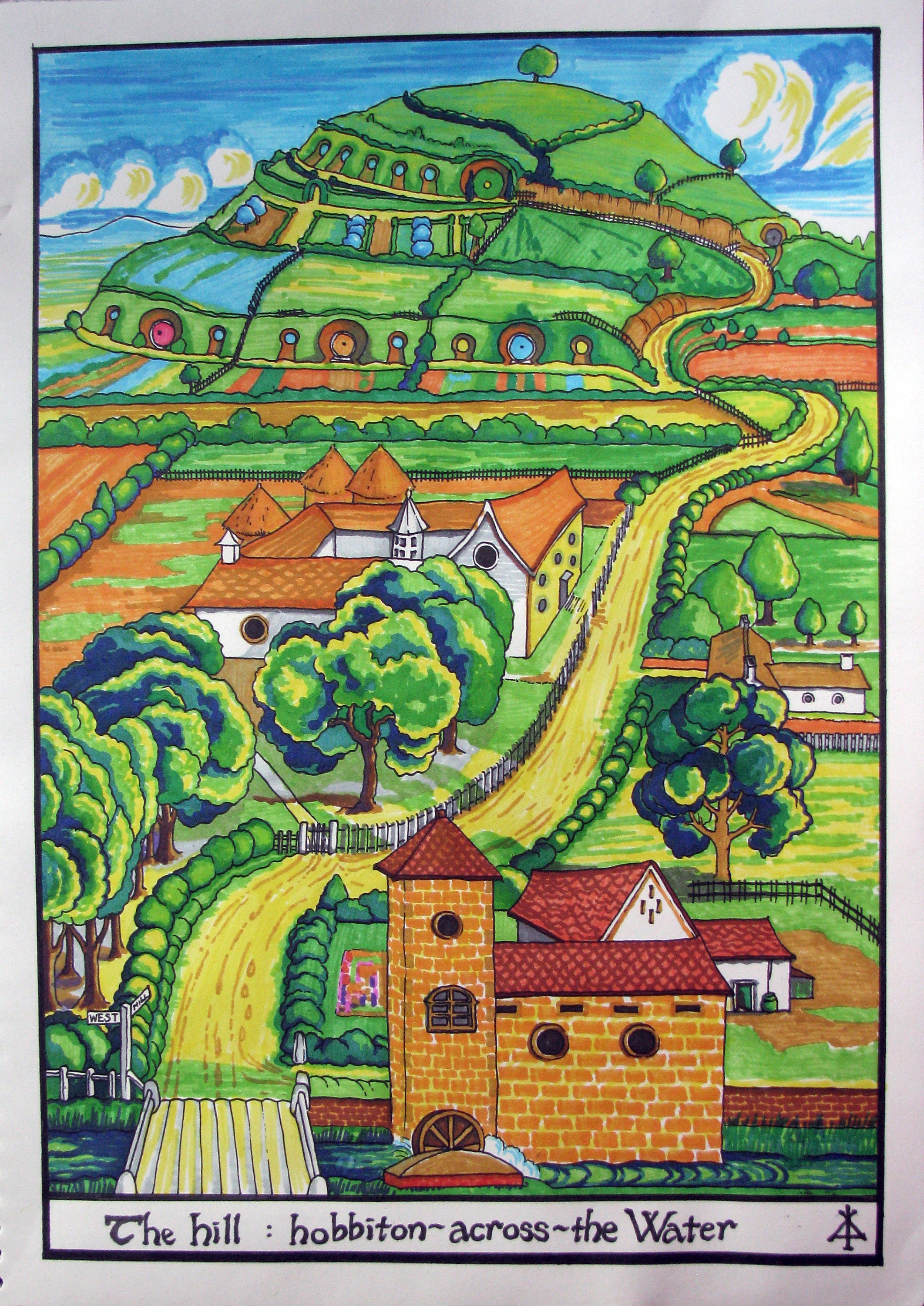 Hobbiton Stained Glass Pattern / Tolkien Artwork / Hobbiton-across the ...