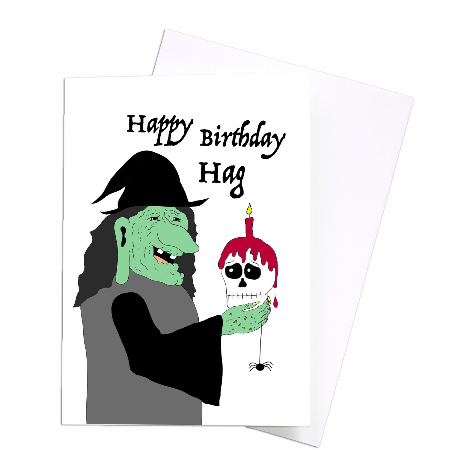 Happy Birthday Hag Card Funny Halloween Gift Green Witch - Etsy