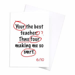 Best Teacher Card Funny Teacher Appreciation Gift Sarcastic - Etsy