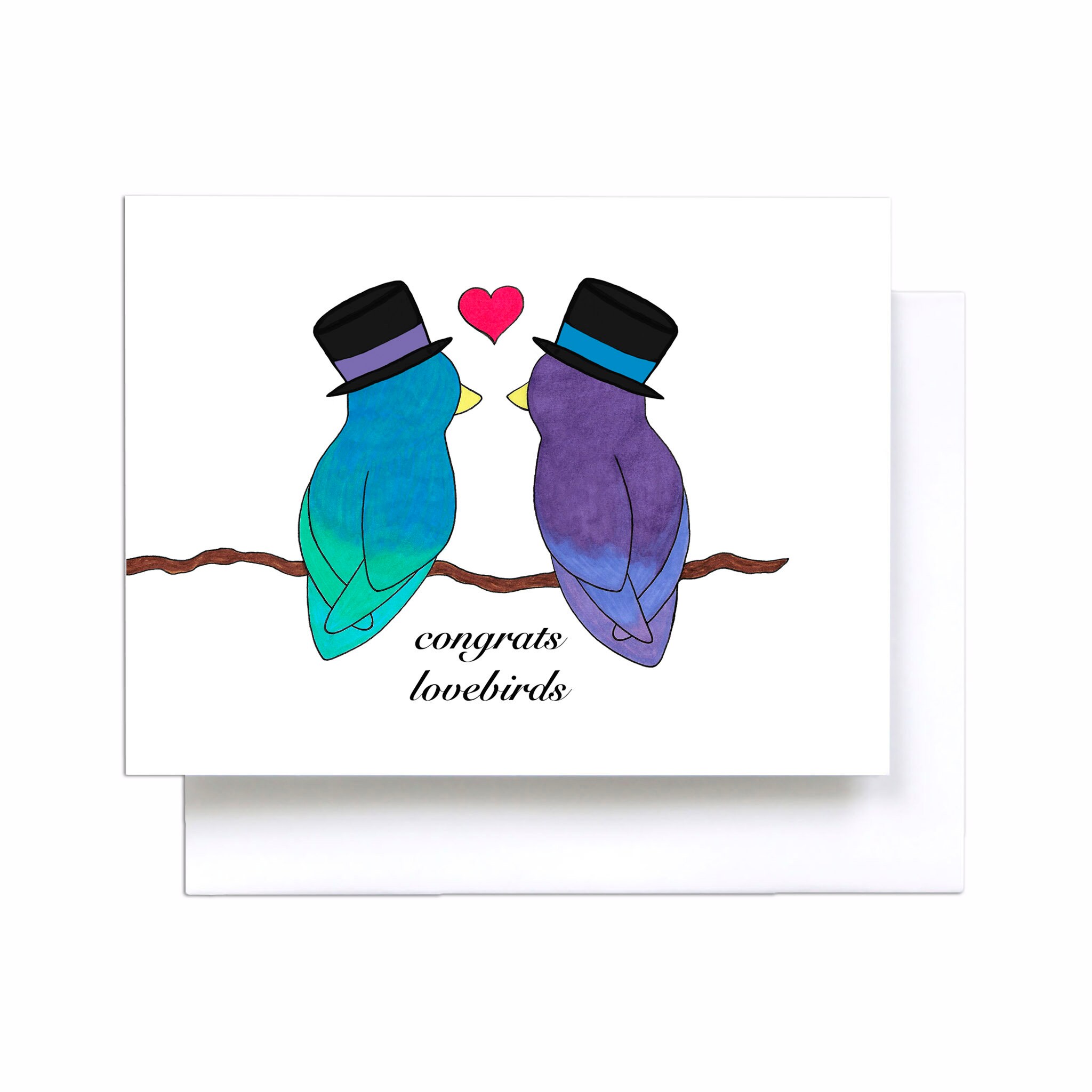 Gay Wedding Lovebirds Card Cute Same Sex Wedding T Two Etsy