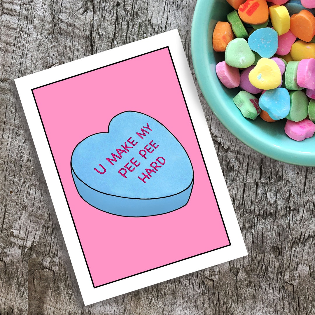 Pee Pee Hard Candy Heart Card, Funny Valentines Day Card, Naughty ...